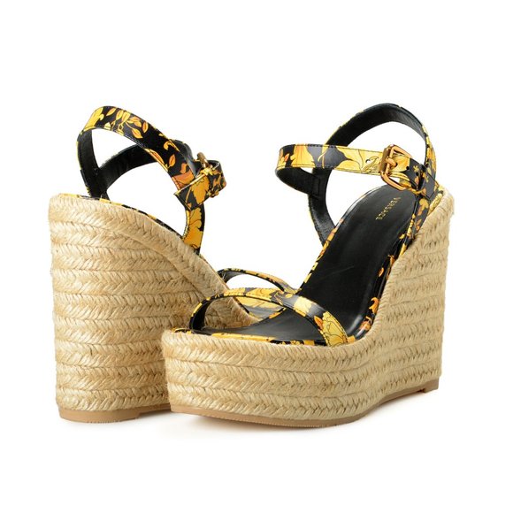 Versace | Shoes | Versace Womens Barocco Floral 0 Leather Ankle Strap ...